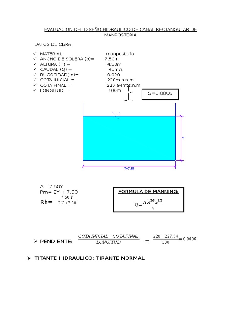 Diseño Hidraulico y Estructural de Canal Rectangular