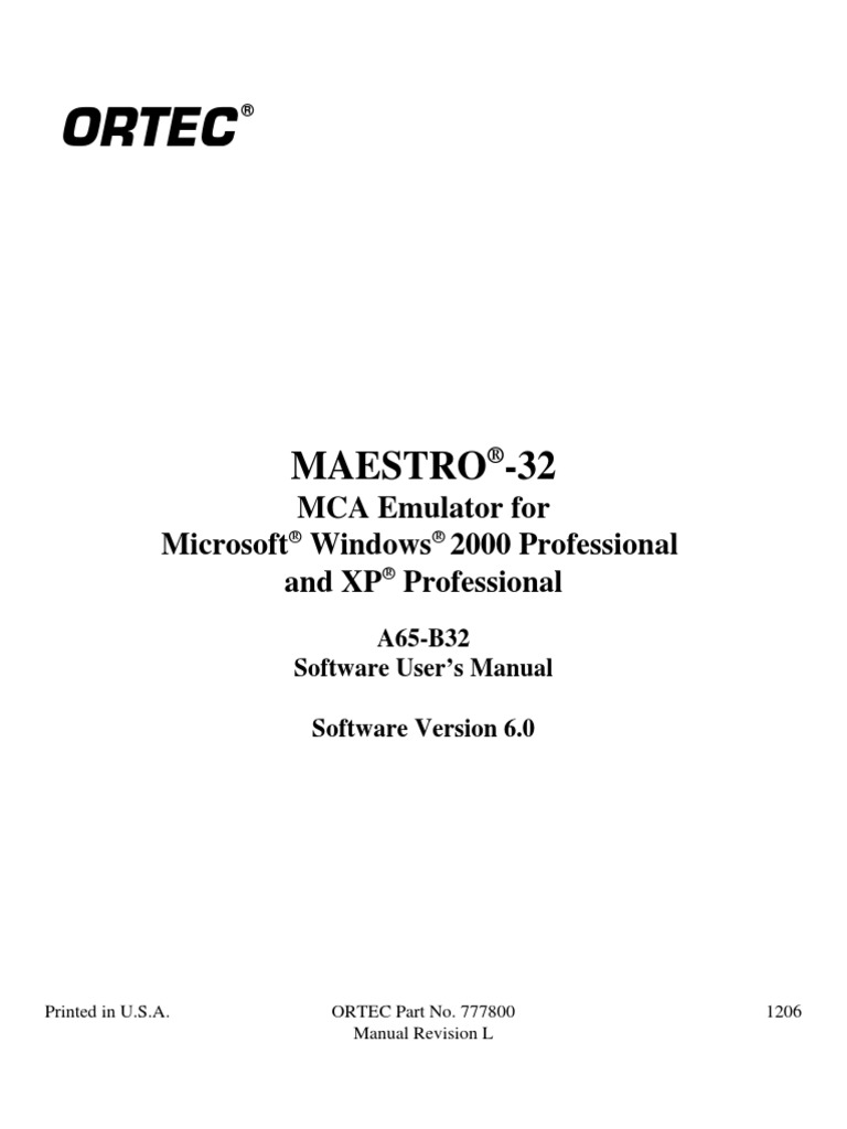 Ortec MAESTRO Software Manual | PDF | Personal Computers | Microsoft ...
