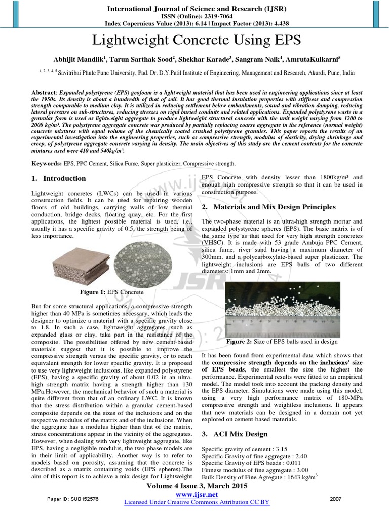 Concrete Lightweight Eps | PDF | Polystyrene | Concrete