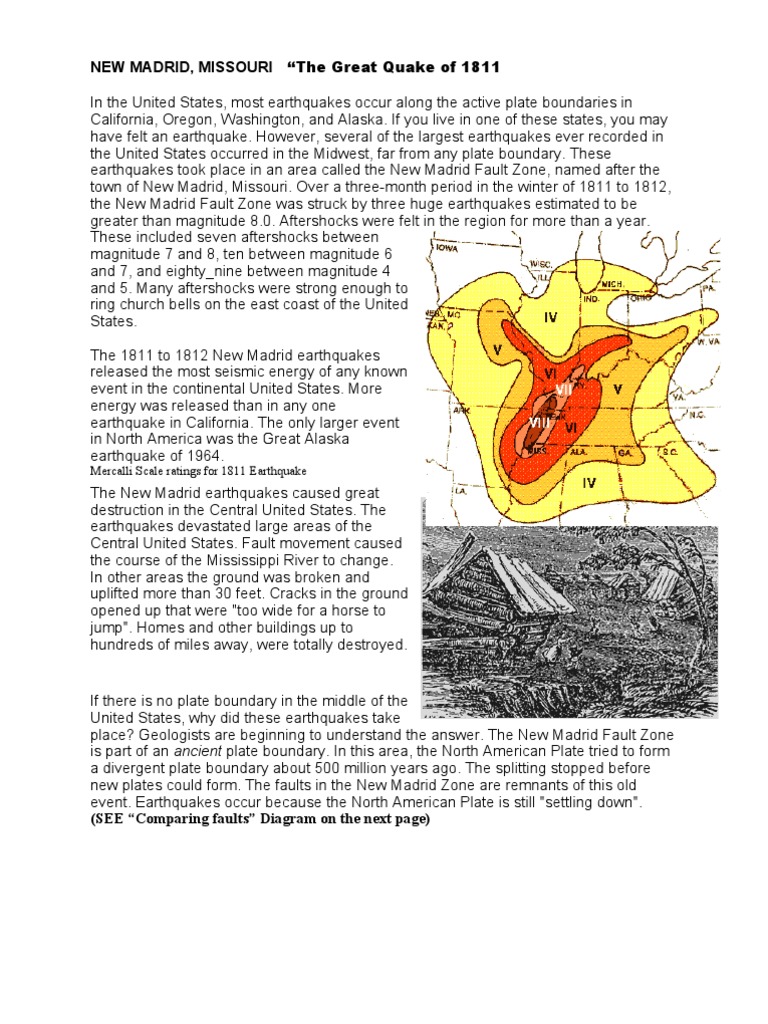 New Madrid, Missouri: Mercalli Scale Ratings For 1811 Earthquake | PDF ...