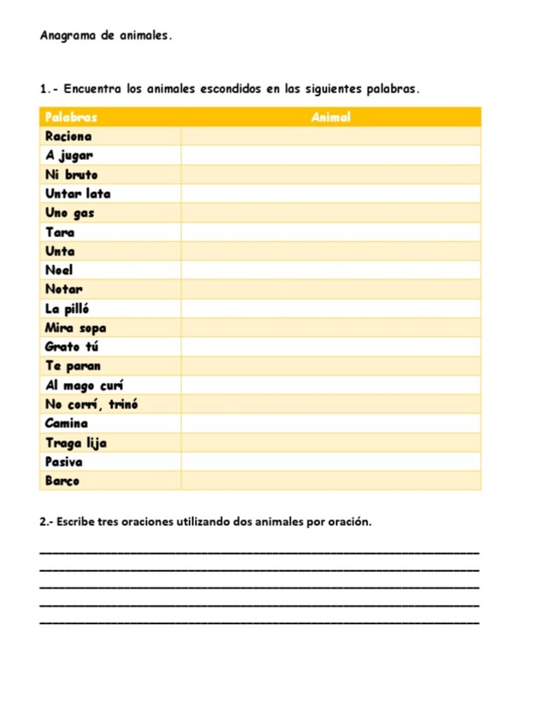 Anagrama de Animales 1.0