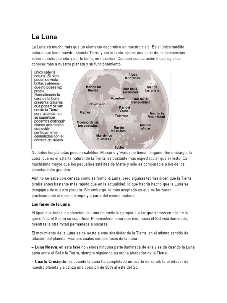 Características y Fases de la Luna | PDF | Luna | Tierra