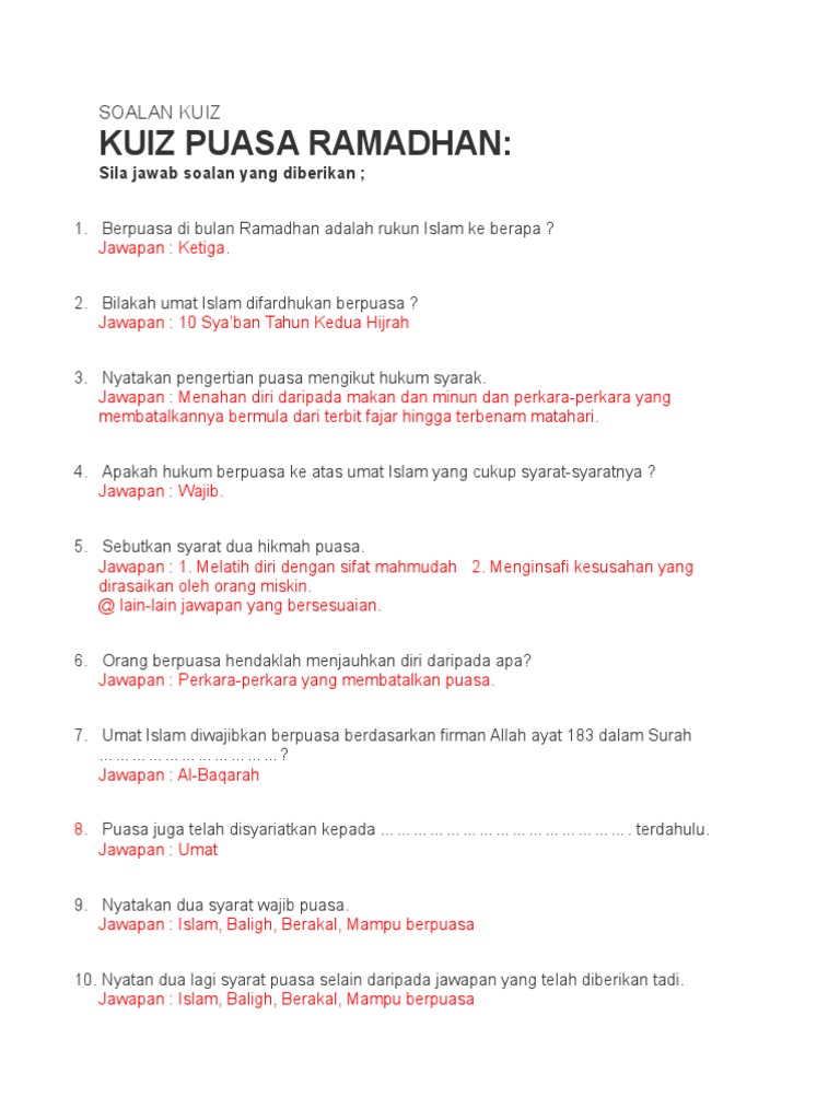 Soalan Kuiz | PDF