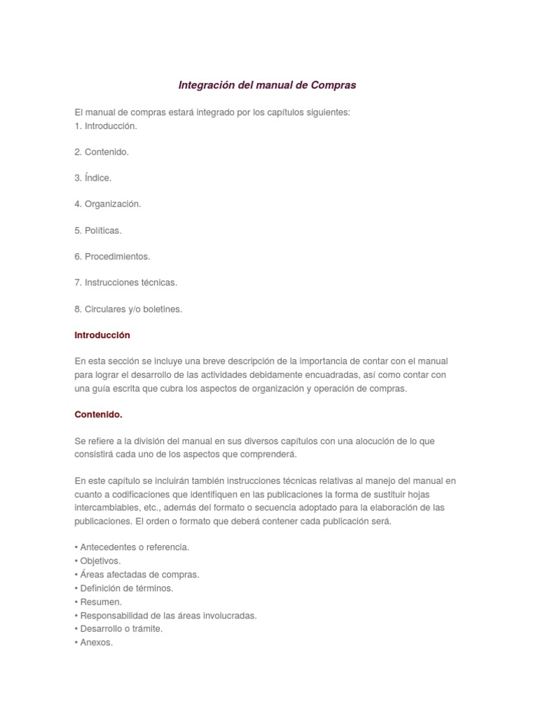 Manual de Compras: Estructura y Contenido | PDF | Science | Tecnología ...