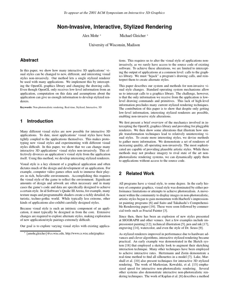 Non-Invasive, Interactive, Stylized Rendering | PDF | Rendering (Computer Graphics) | Shader