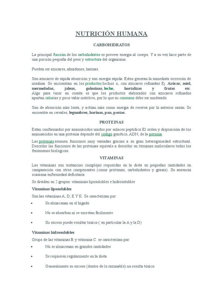 Nutrición Humana | PDF