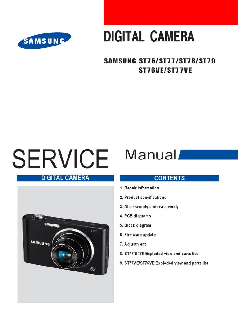 Manual de Serviço Câmera Samsung St76 St77 | PDF | Image Stabilization ...