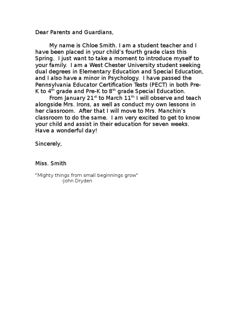 Parent Letter | PDF