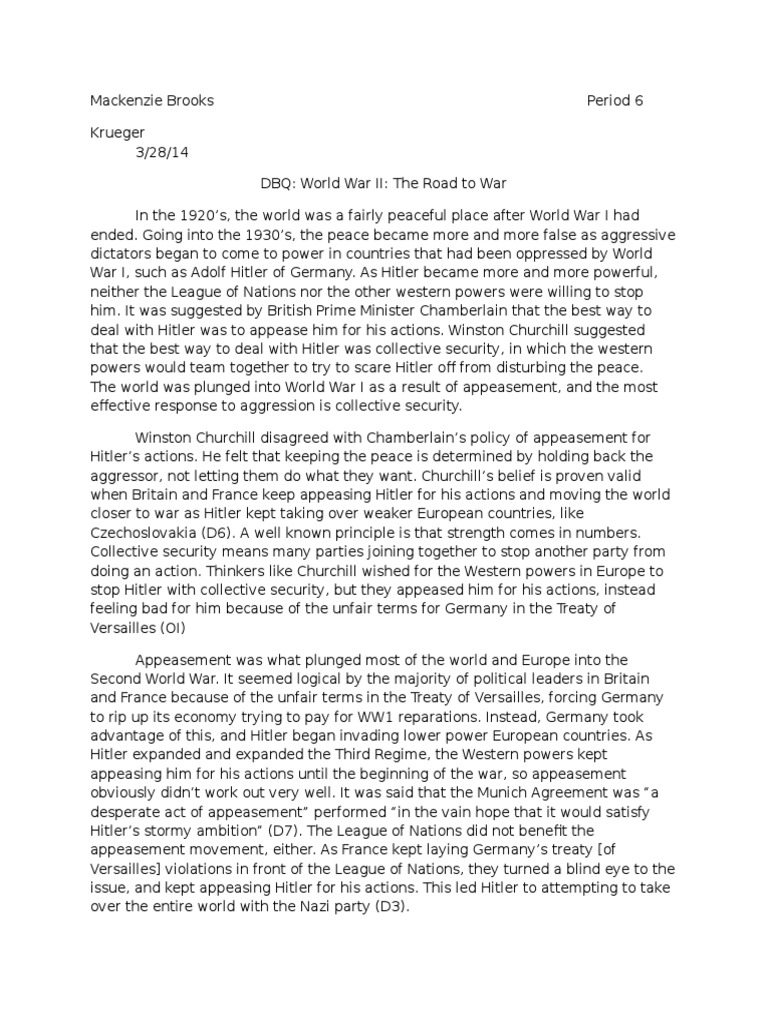 Hitler Appeasement Essay | PDF | Neville Chamberlain | Adolf Hitler