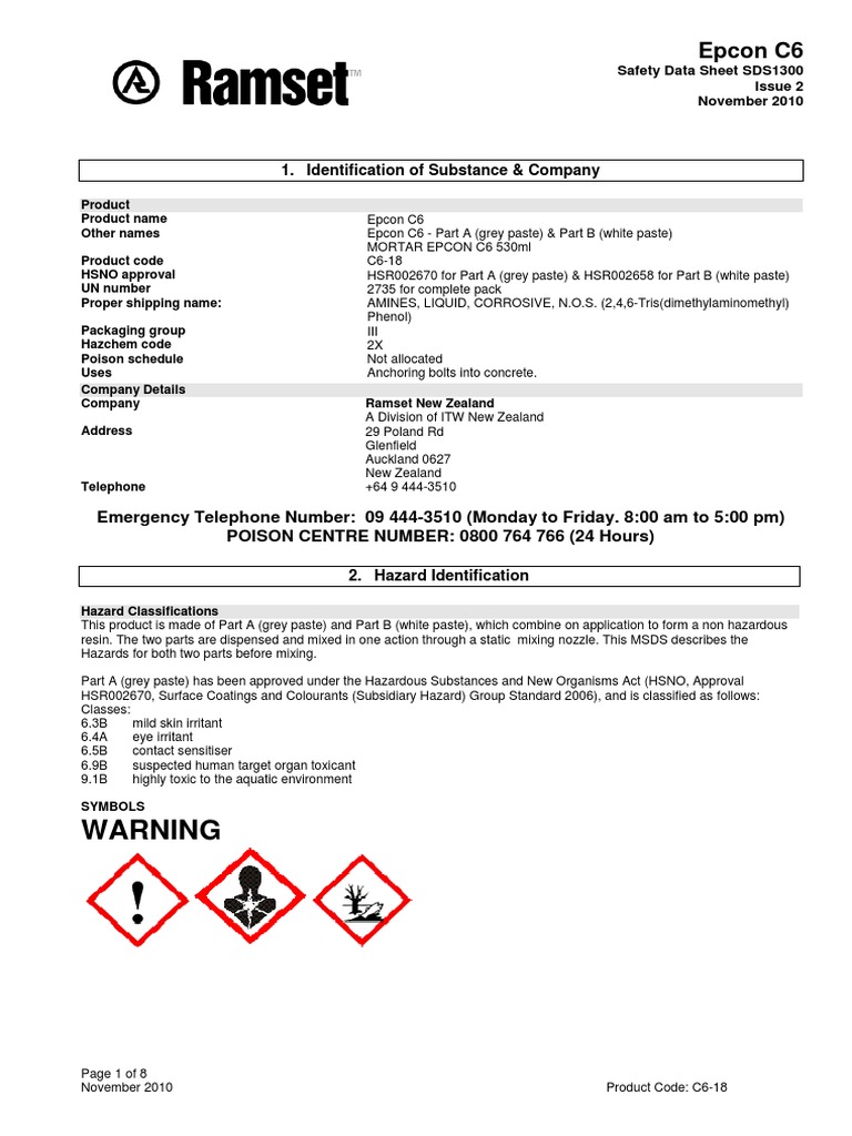 Grout Epcon c6 | Personal Protective Equipment | Safety