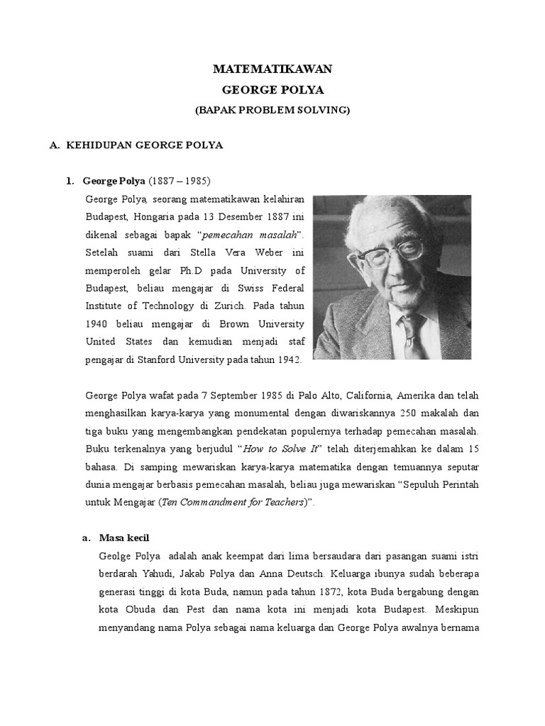 George Polya | PDF | Seni & Disiplin Bahasa | Sejarah
