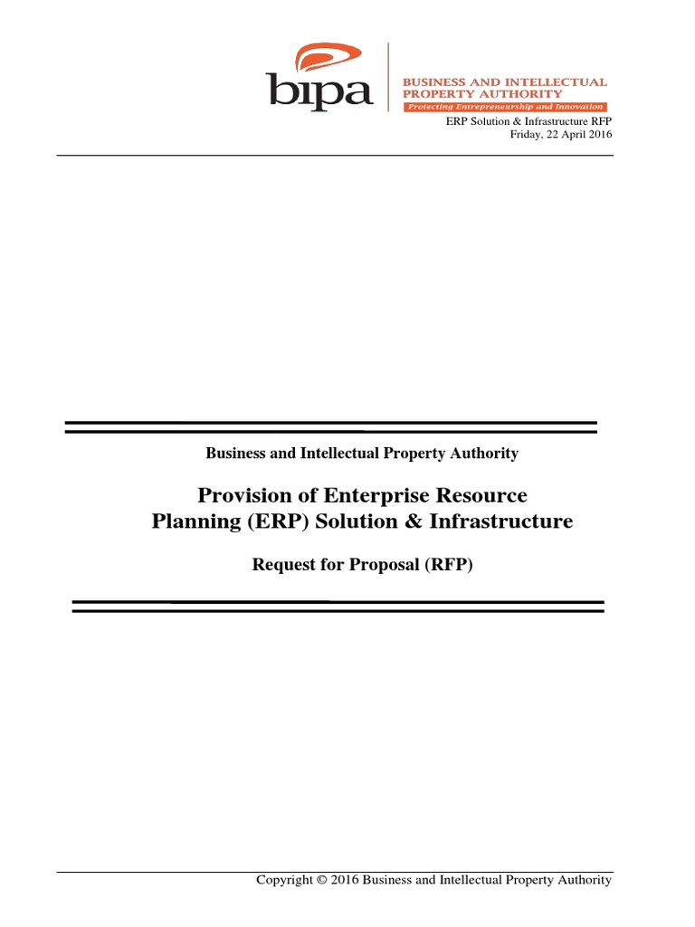 BIPA ERP Infrastructure RFP v3 | PDF | Enterprise Resource Planning ...