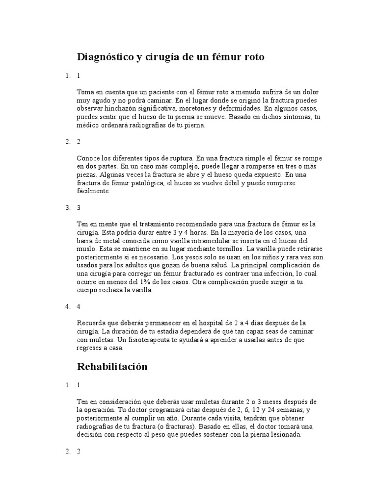 Diagnóstico y Cirugía de Un Fémur Roto | PDF | Traumatologia ...