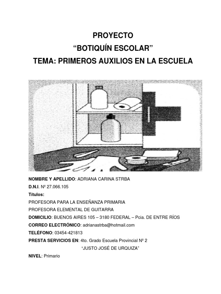 Botiquín Escolar | PDF | Primeros auxilios | Bienestar