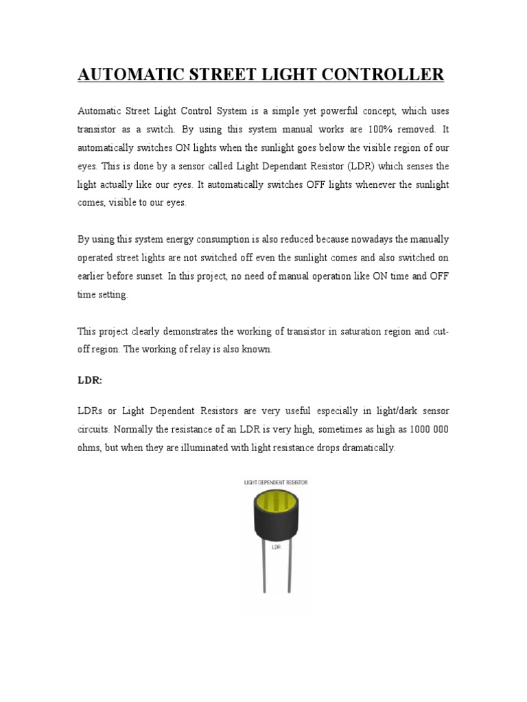 Automatic Street Light Control System | PDF | Operational Amplifier ...