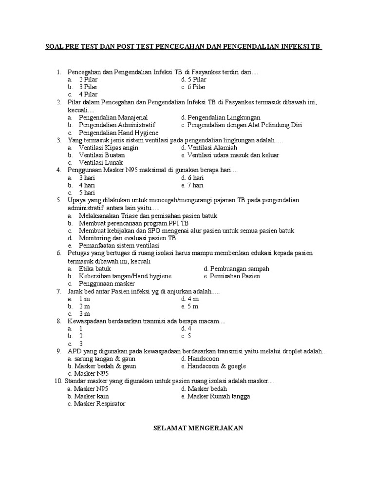 Soal Pre Test dan Post Test TB | PDF
