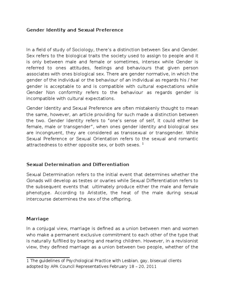Gender Identity and Sexual Preference | PDF | Gender | Gender Studies