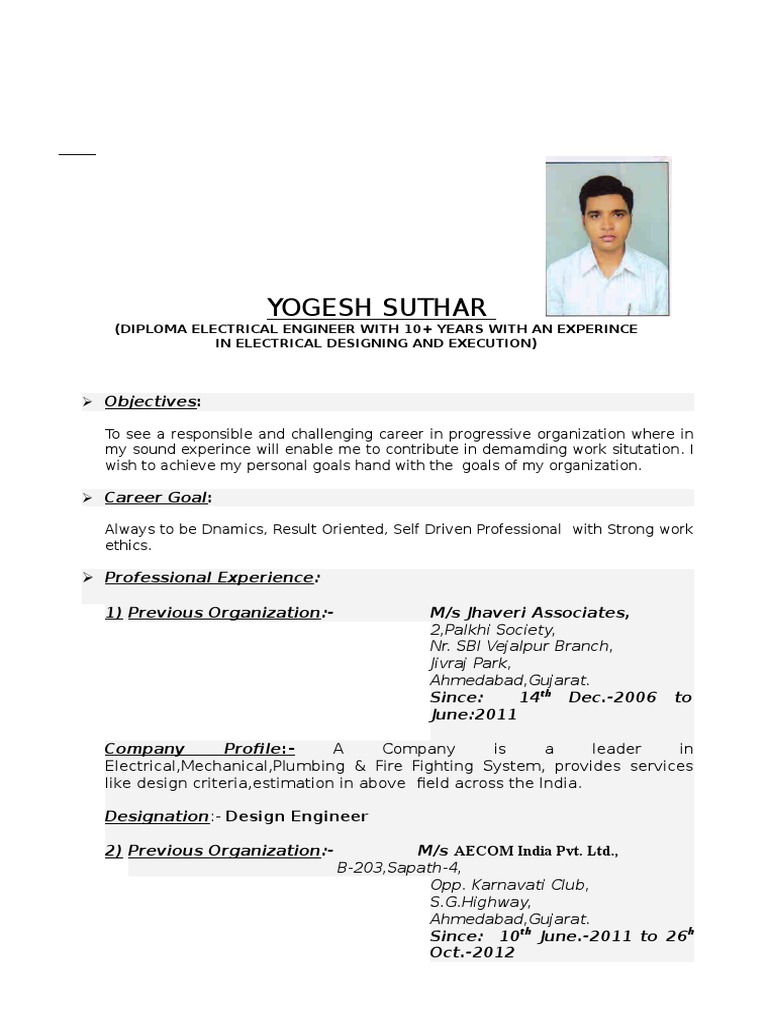 CV Yogesh Suthar | PDF | Specification (Technical Standard) | Technical ...
