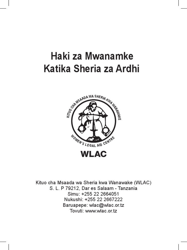 Haki Za Mwanamke Katika Sheria Za Ardhi-Booklet | PDF