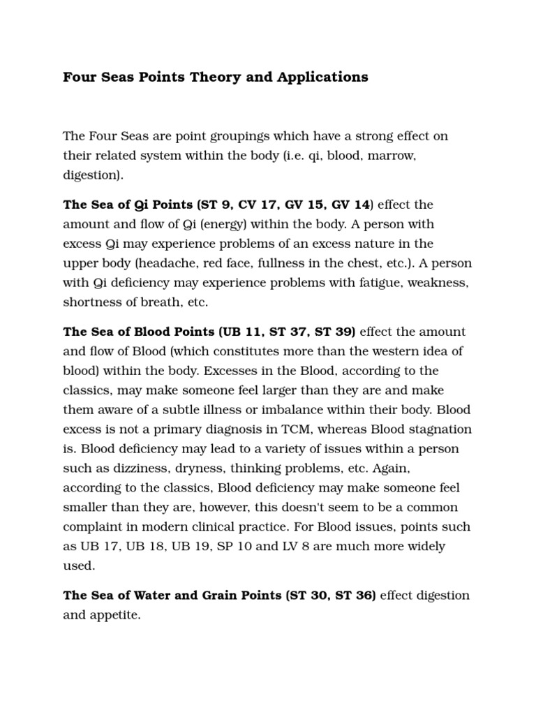 Four Seas Points in Acupuncture | PDF | Self-Improvement | Science ...