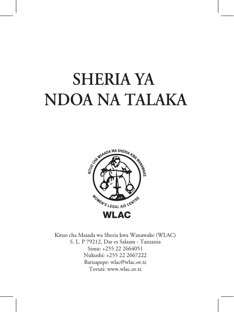 Sheria Ya Ndoa Na Talaka - BOOK | PDF