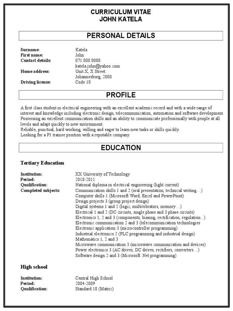CV Template 1 | PDF | Electronics | Rectifier