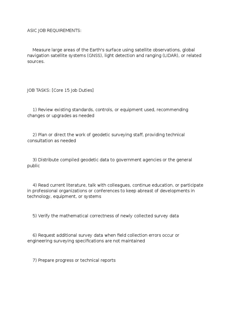 Geodetic Eng Job Description | PDF | Surveying | Geodesy