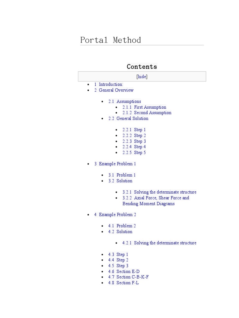 Portal Method | PDF | Bending | Force