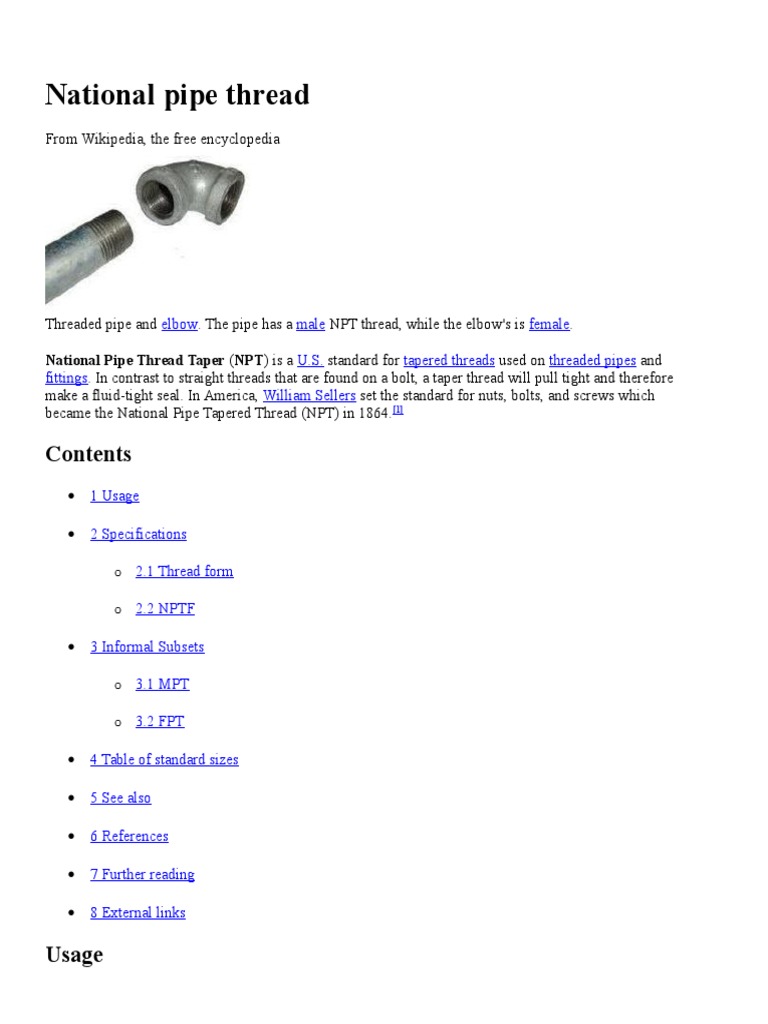 National Pipe Thread | PDF | Hydraulic Engineering | Mechanical Engineering