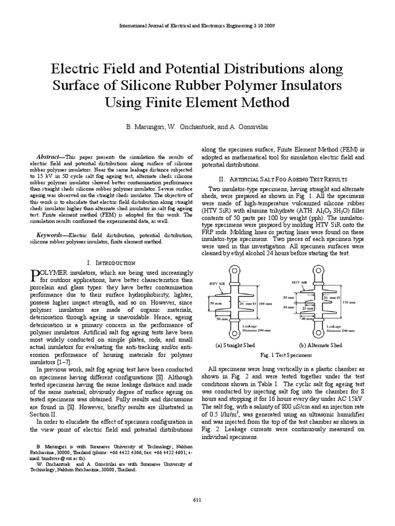 Electric Field and Potential Distributions Along Surface of Silicone ...