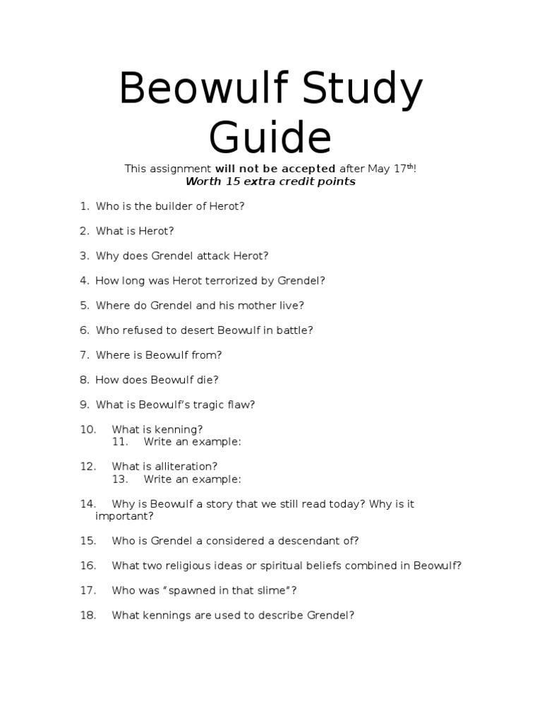 Beowulf Study Guide