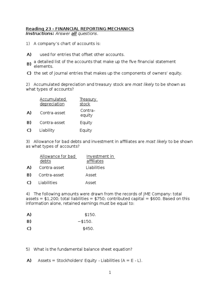 Reading 23 Questions - FRA - Financial Reporting Mechanics | PDF ... Reading 23 Questions - FRA - Financial Reporting Mechanics | PDF ...