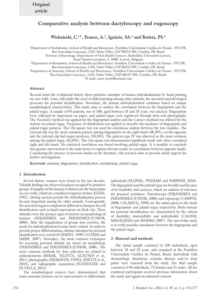 Dactyloscopy and Rugos | PDF | Fingerprint | Statistical Classification
