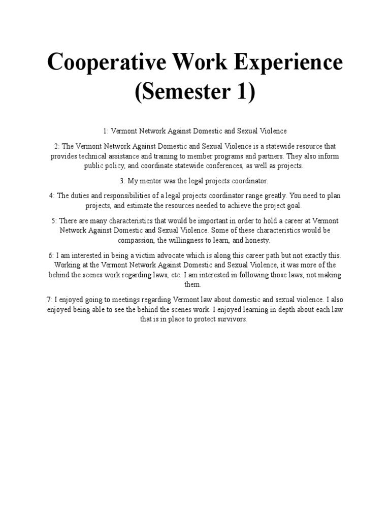 Vermont Network Internship Experience | PDF