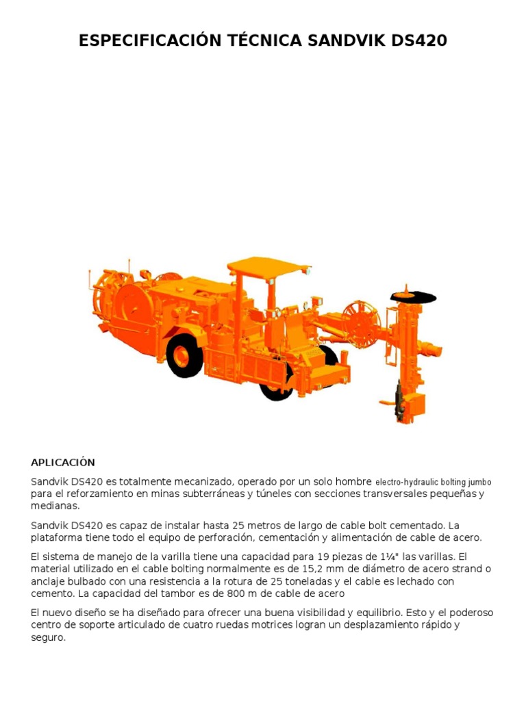 Especificación Técnica Sandvik Ds420 Español | PDF | Bomba | Eje