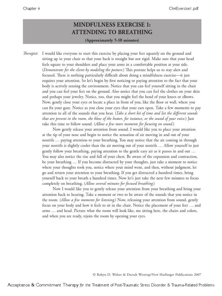 Mindfulness Exercise 1: Attending To BreAthing | PDF | Mindfulness ...