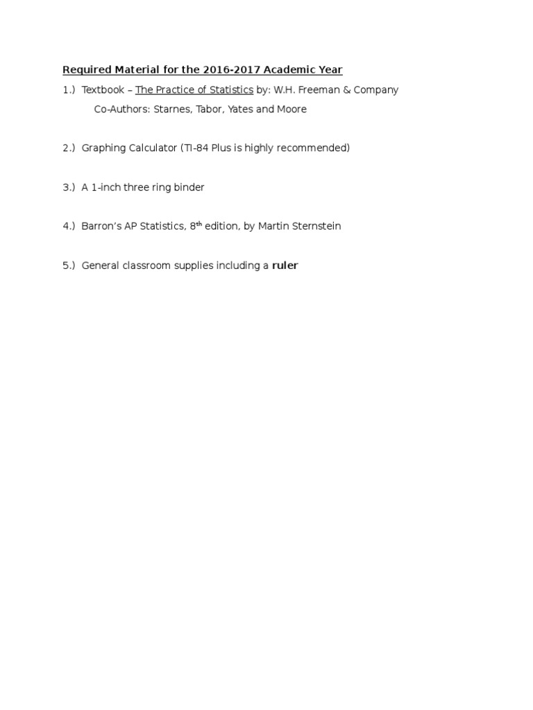 Required Materials | PDF