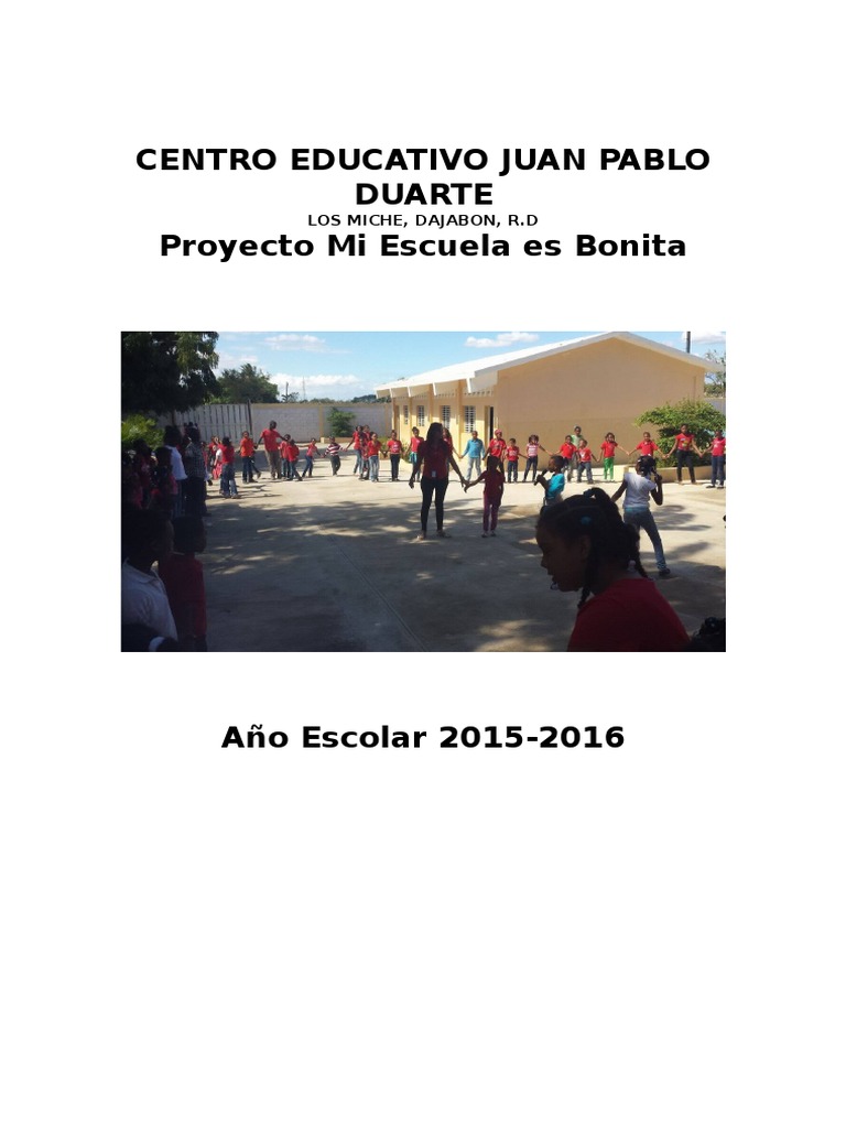 Proyecto Mi Escuela Es Bonita | PDF | Lectura (proceso) | Maestros