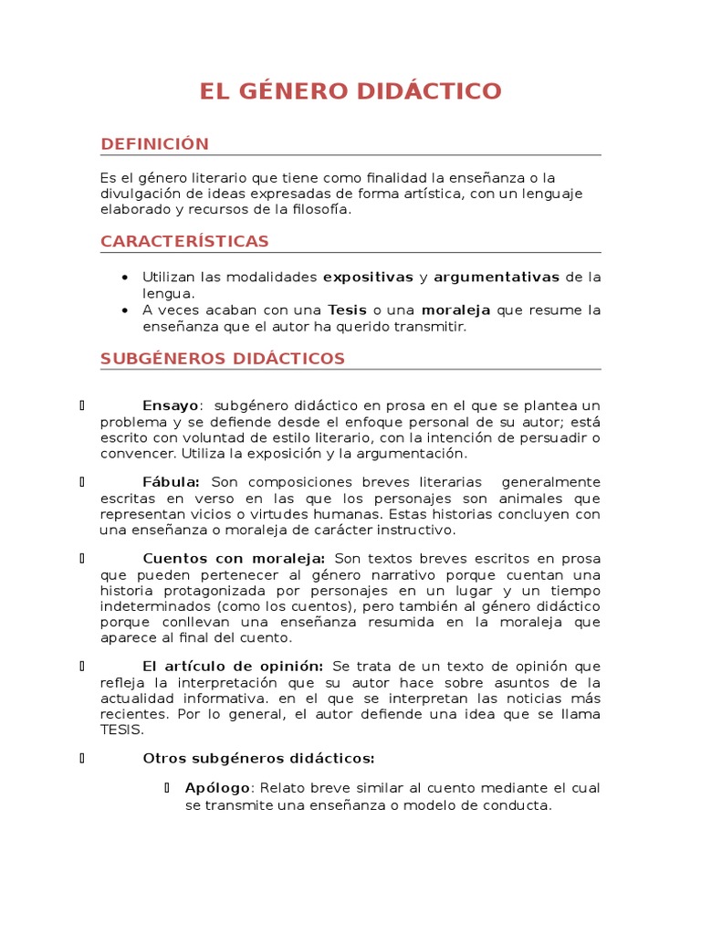 El Género Didáctico
