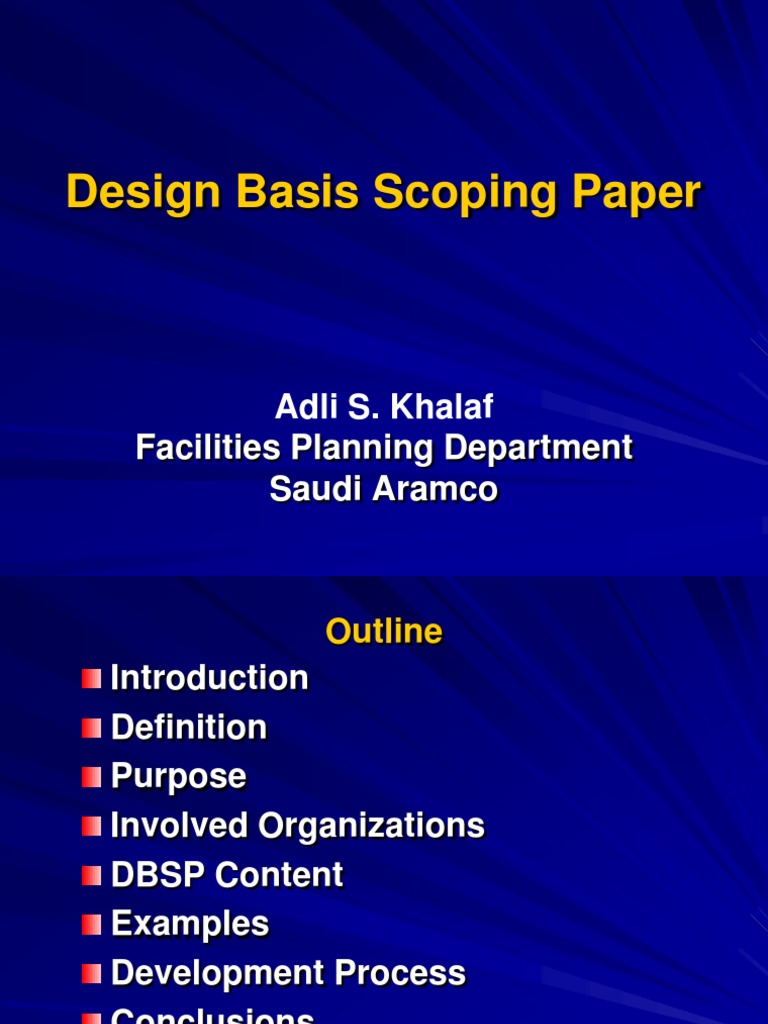 Adli Khalaf - Design Basis Scoping Paper | Business | Technology