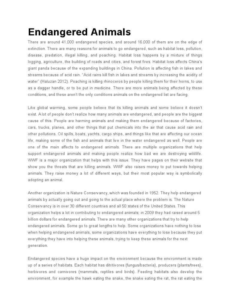 Endangered Animals | PDF | Endangered Species | Extinction