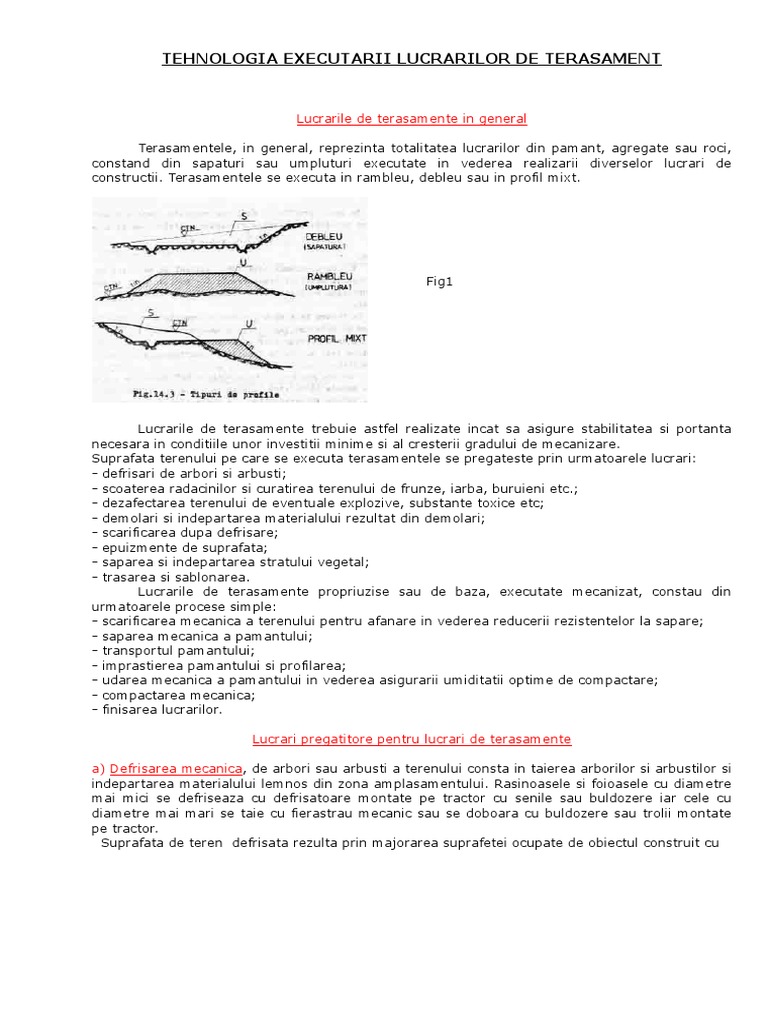 Tehnologia Executarii Lucrarilor de Terasament | PDF