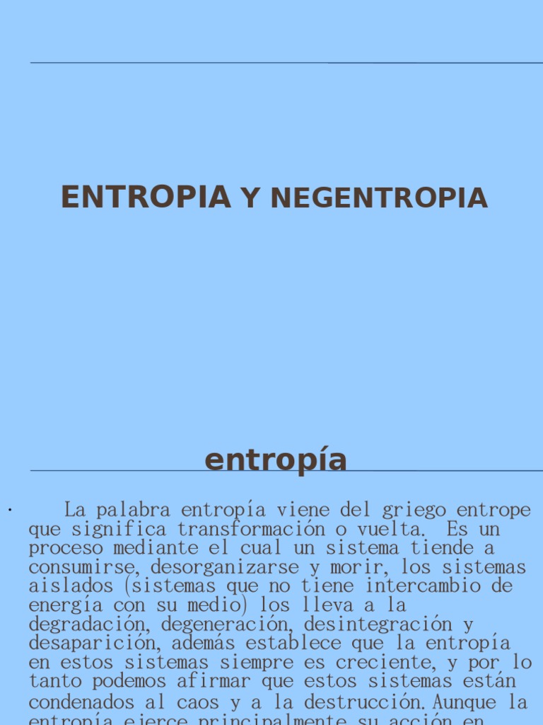 Entropia y Negentropia | PDF | Entropía | Termodinámica