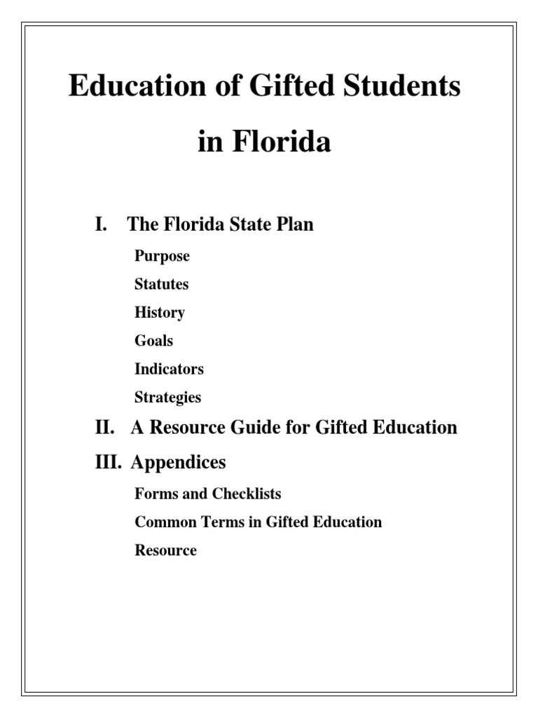 Florida State Gifted Plan | PDF | Intellectual Giftedness | Gifted ...