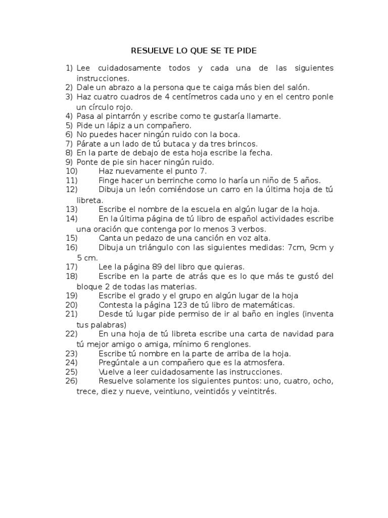 Instrucciones para Actividades Escolares | PDF