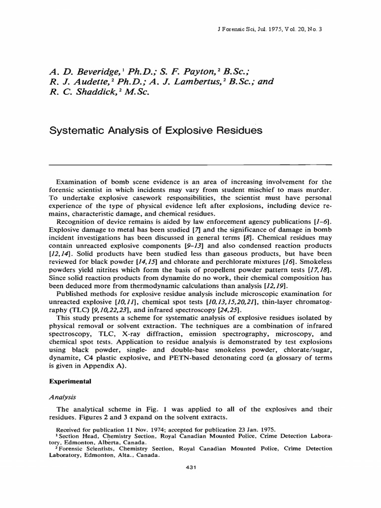 Systematic Analysis of Explosive Residues PDF | PDF | Explosive ...