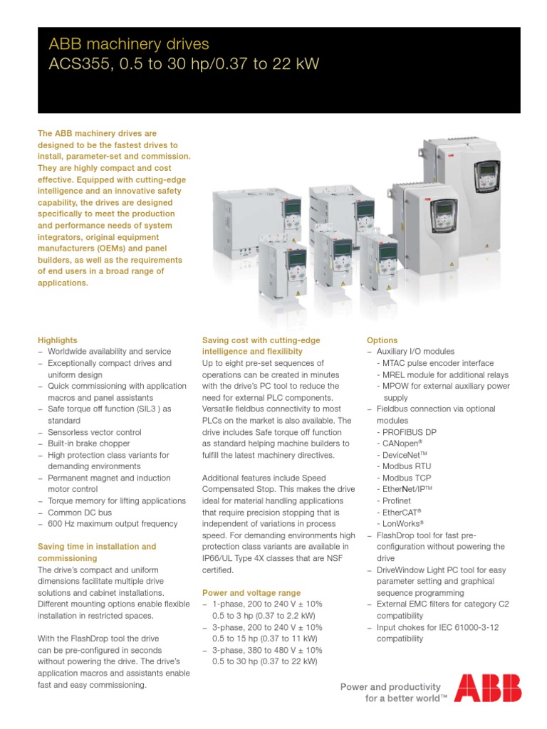 Abb Acs355 PDF | PDF | Programmable Logic Controller | Electromagnetism