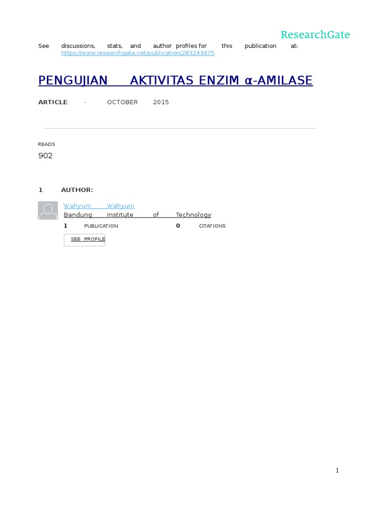 Pengujian Aktivitas Enzim - Amilase (Konversi Enzimatik) | PDF