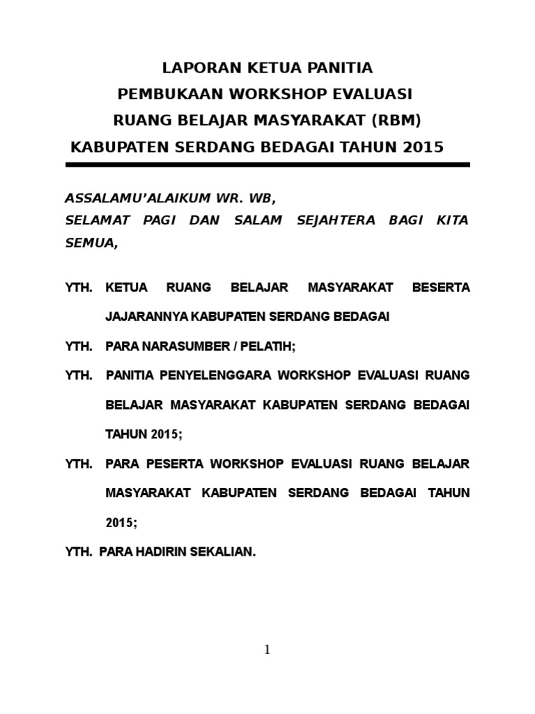 Laporan Ketua Panitia | PDF