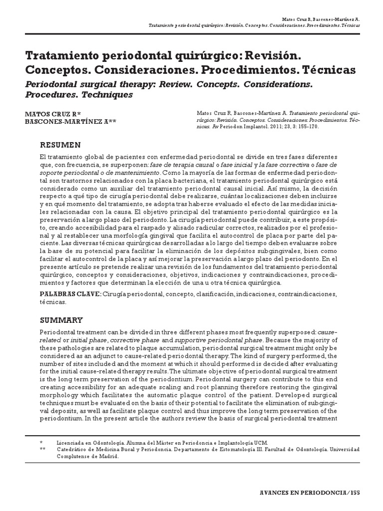 Tratamiento Periodontal Quirurgico Visión Conceptos | PDF | Diente humano | Hueso